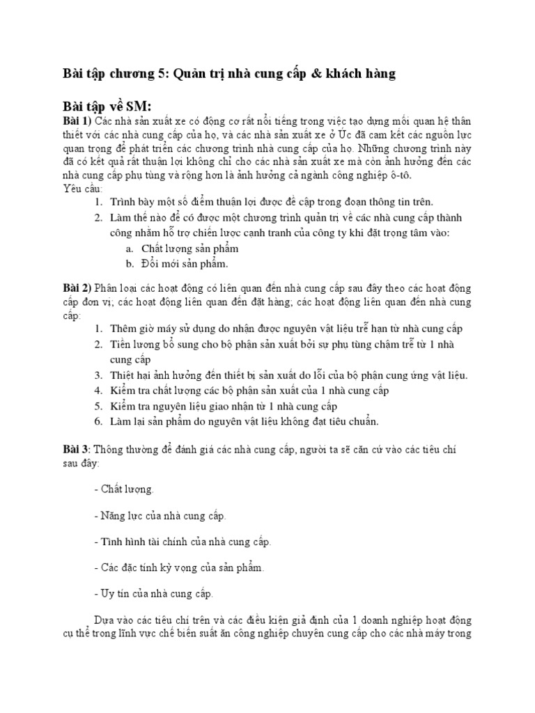 BÀI TẬP CHƯƠNG 5 KTQT 2 | PDF