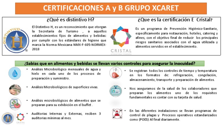 Certificaciones A y B Grupo Xcaret | PDF