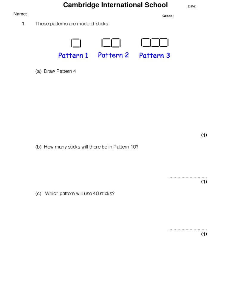 Sequences-Patterns WS | PDF | Pattern | Mathematics