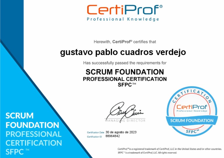 Certificate Scrum Foundation | PDF