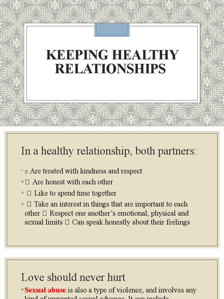 Keeping Healthy Relationships | PDF | Adolescence | Sexual Intercourse