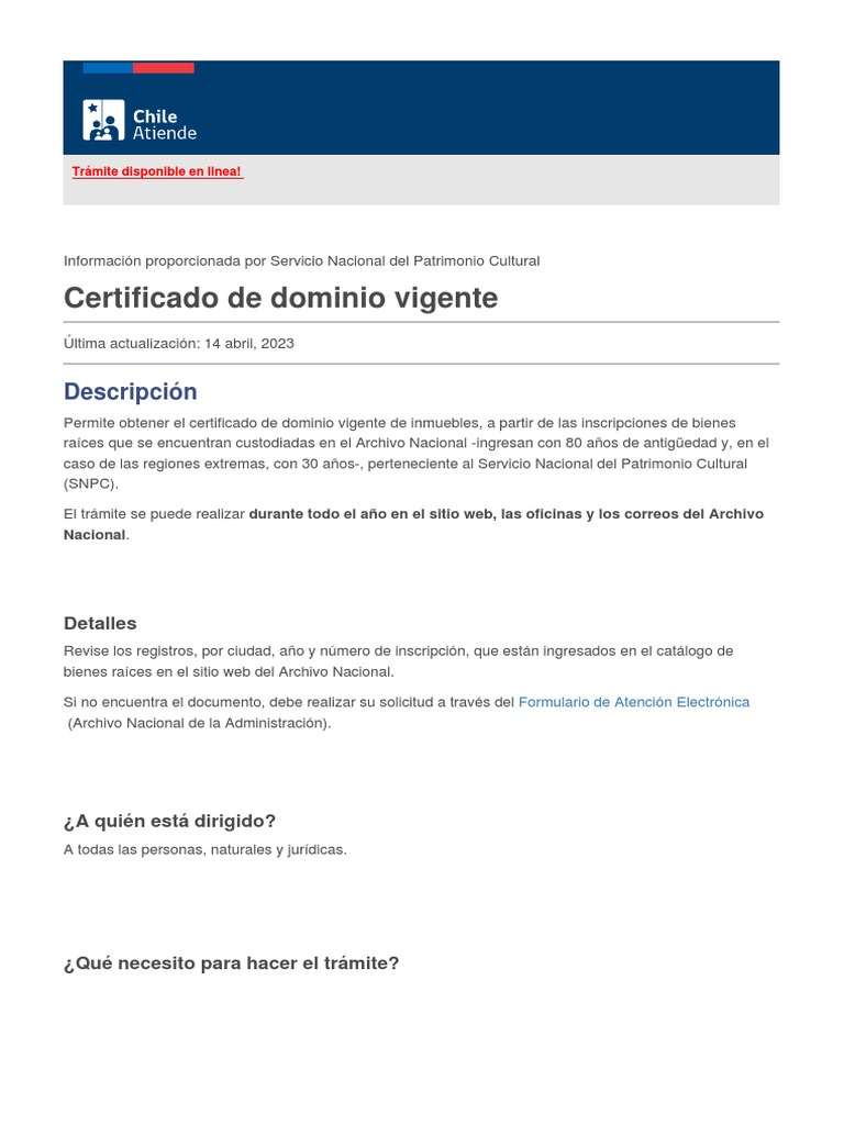 Certificado Dominio Online Chile | PDF | Ciencias sociales