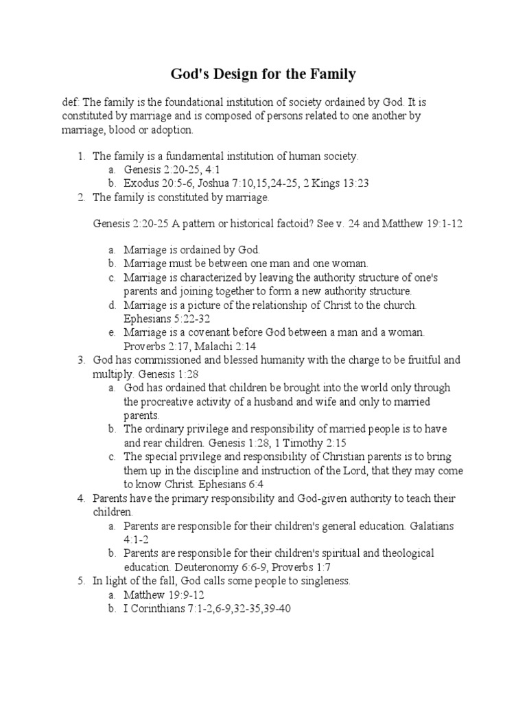 God's Design For The Family | PDF