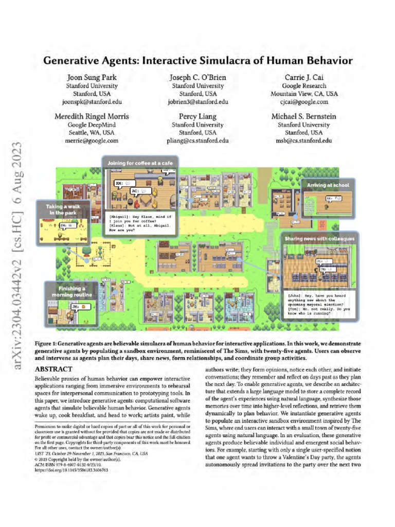 Paper AI Stanford Experiment Agents | PDF | Simulation | Cognition