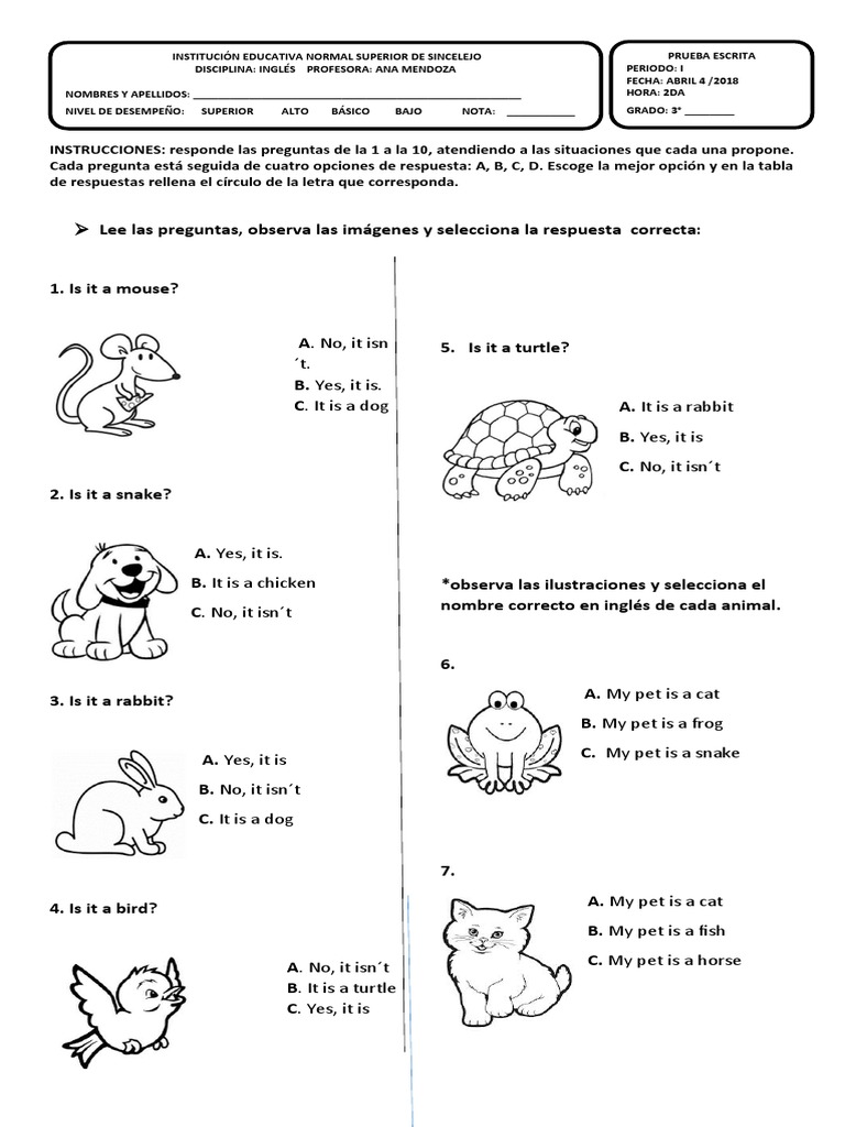 Examen Final 3° 1p | PDF