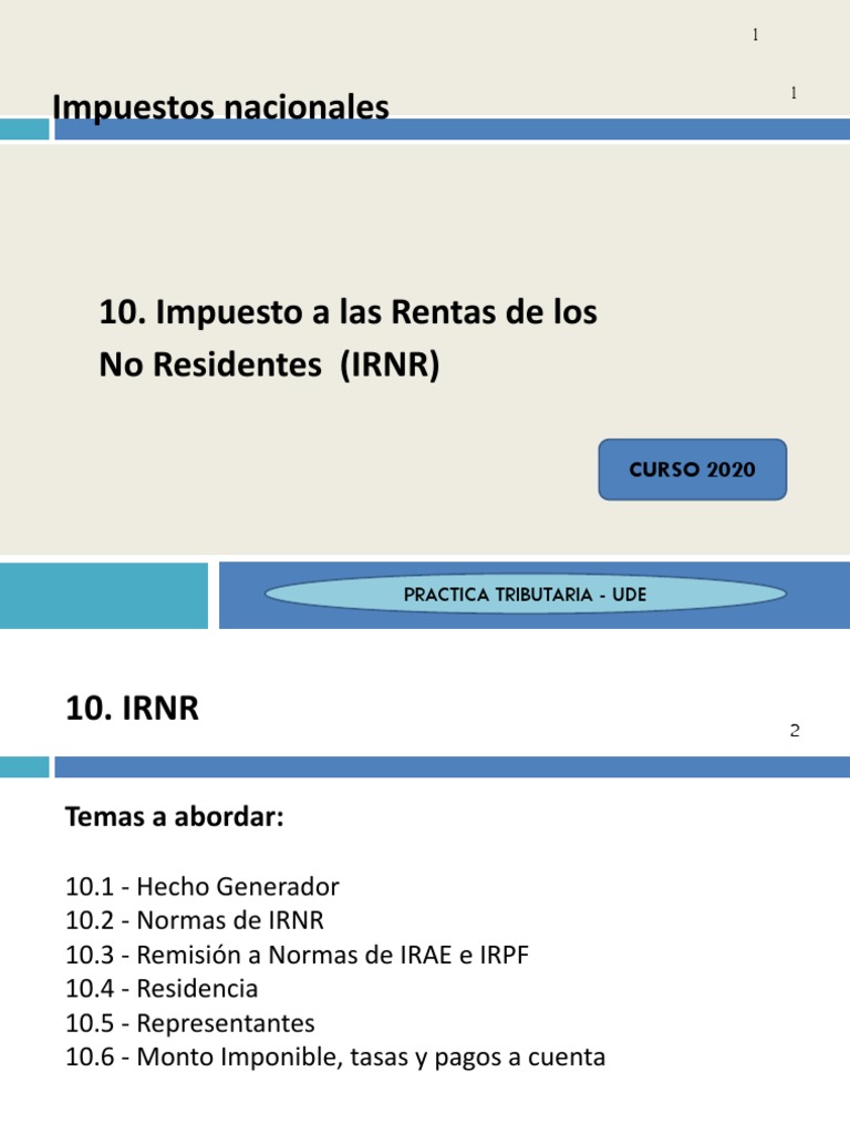 IRNR, IRAE, IVA y Regimenes Especiales | PDF | Impuestos | Impuesto al ...