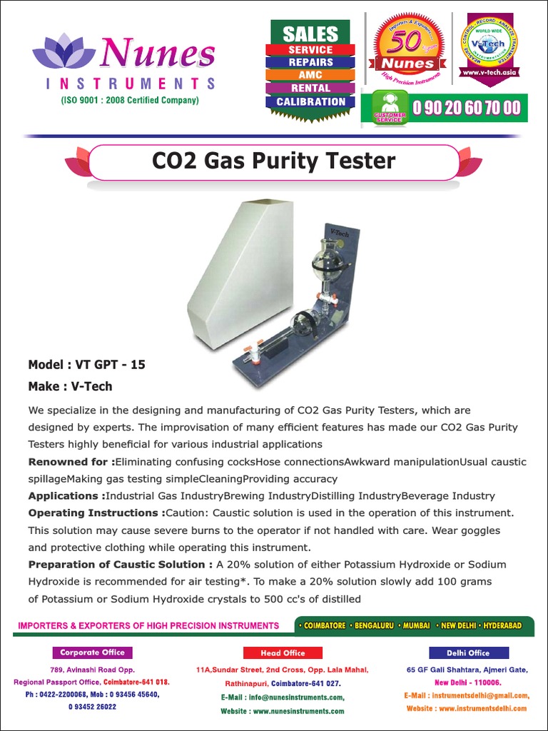CO2 Gas Purity Testing Guide | PDF | Sodium Hydroxide | Chemical Substances