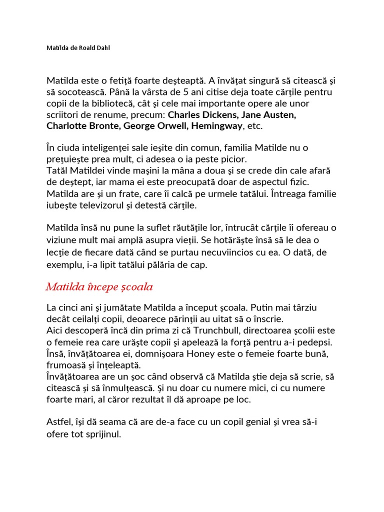 Matilda de Roald Dahl | PDF