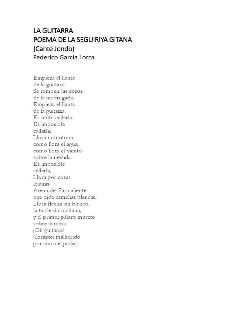 LA GUITARRA-Garcia Lorca | PDF