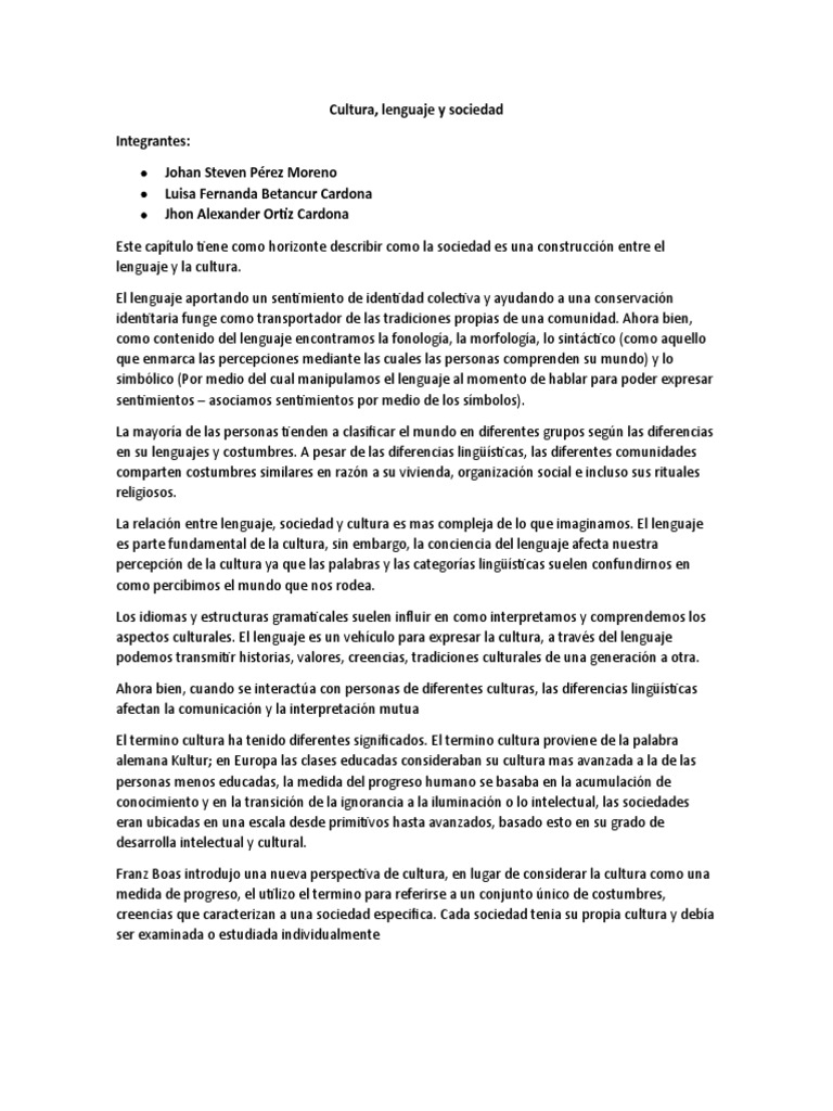 Lenguaje y Cultura en la Sociedad | PDF | Sociedad | Los símbolos