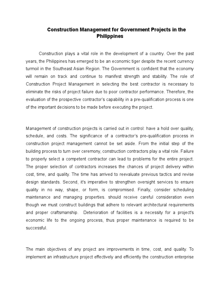 Construction Management For Government Projects in The Philippines | PDF