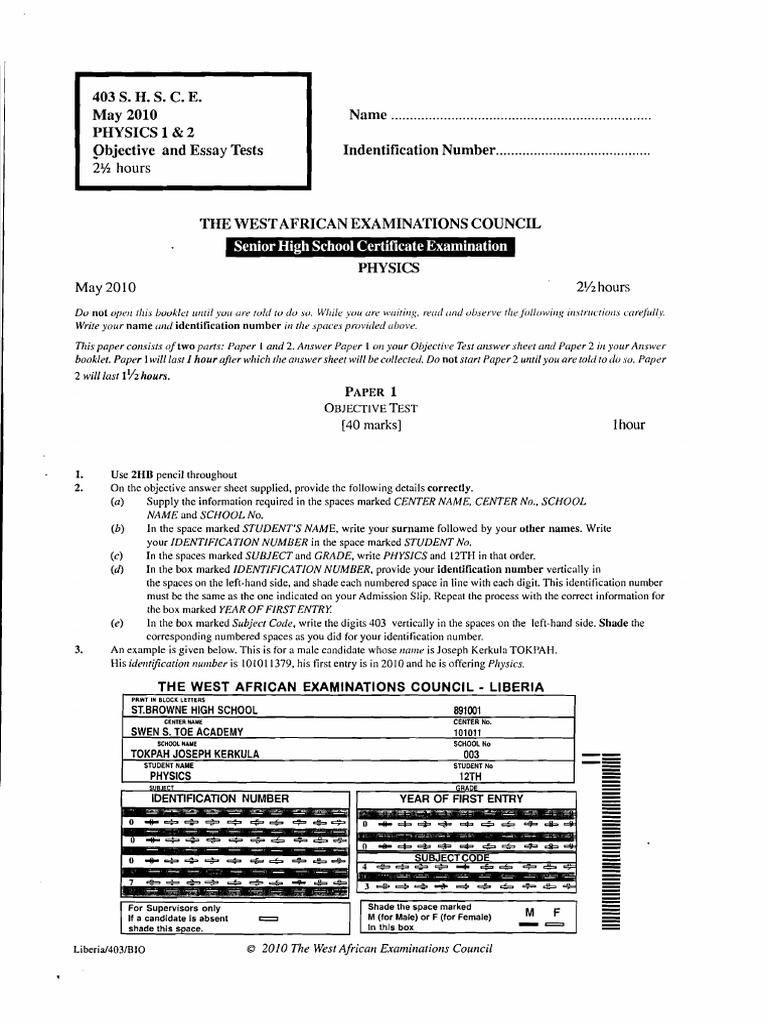 Physics 2010 Waec Pdf