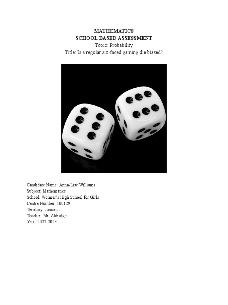 Mathematics School Based Assessment | PDF | Probability | Histogram