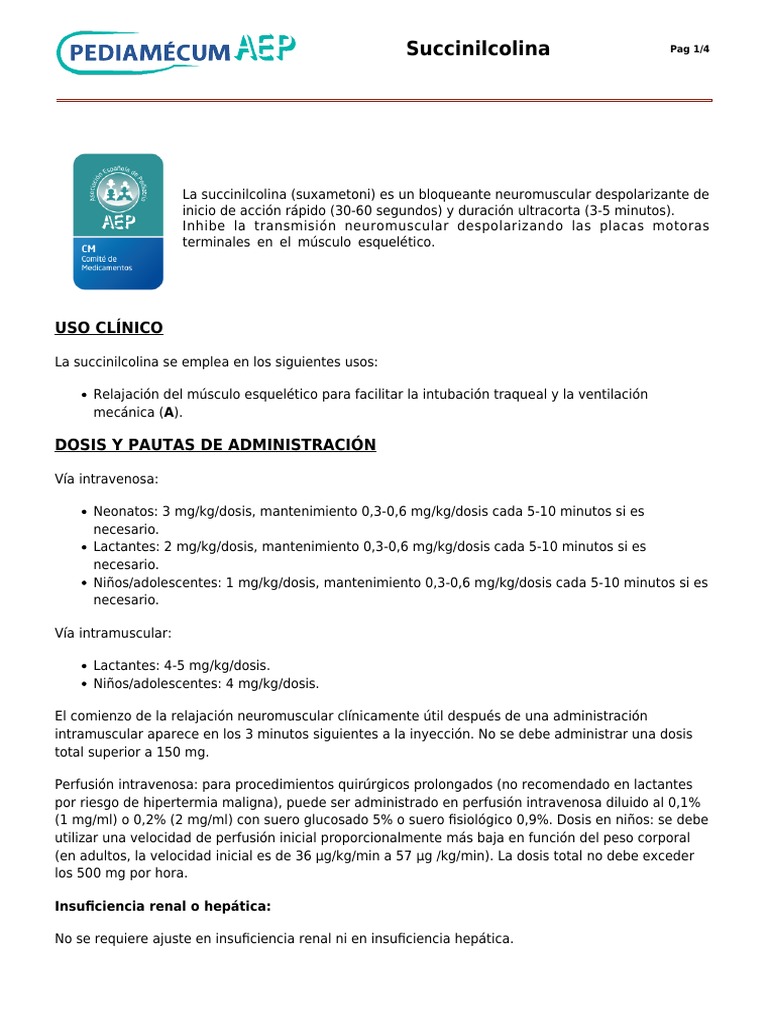 Succinilcolina | PDF | Farmacología | Medicina