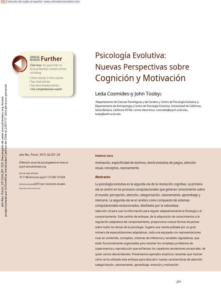 Cosmides, L & Tooby, J. (2013) - Evolutionary Psychology - New ...