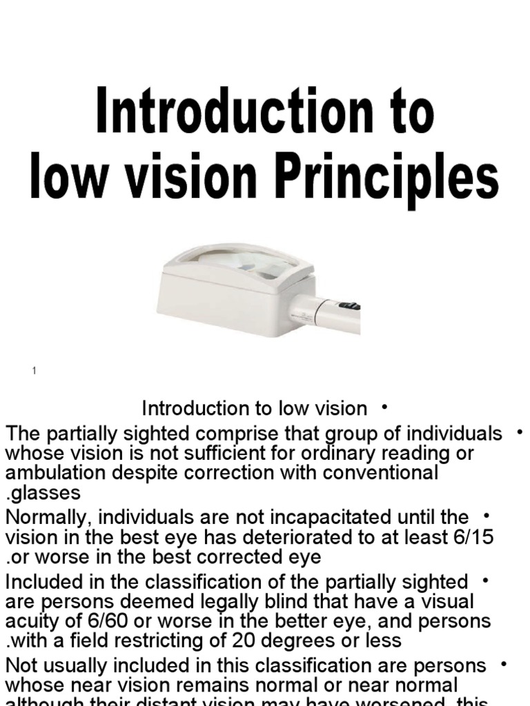 Low Vision Principles | PDF | Visual Impairment | Visual Acuity