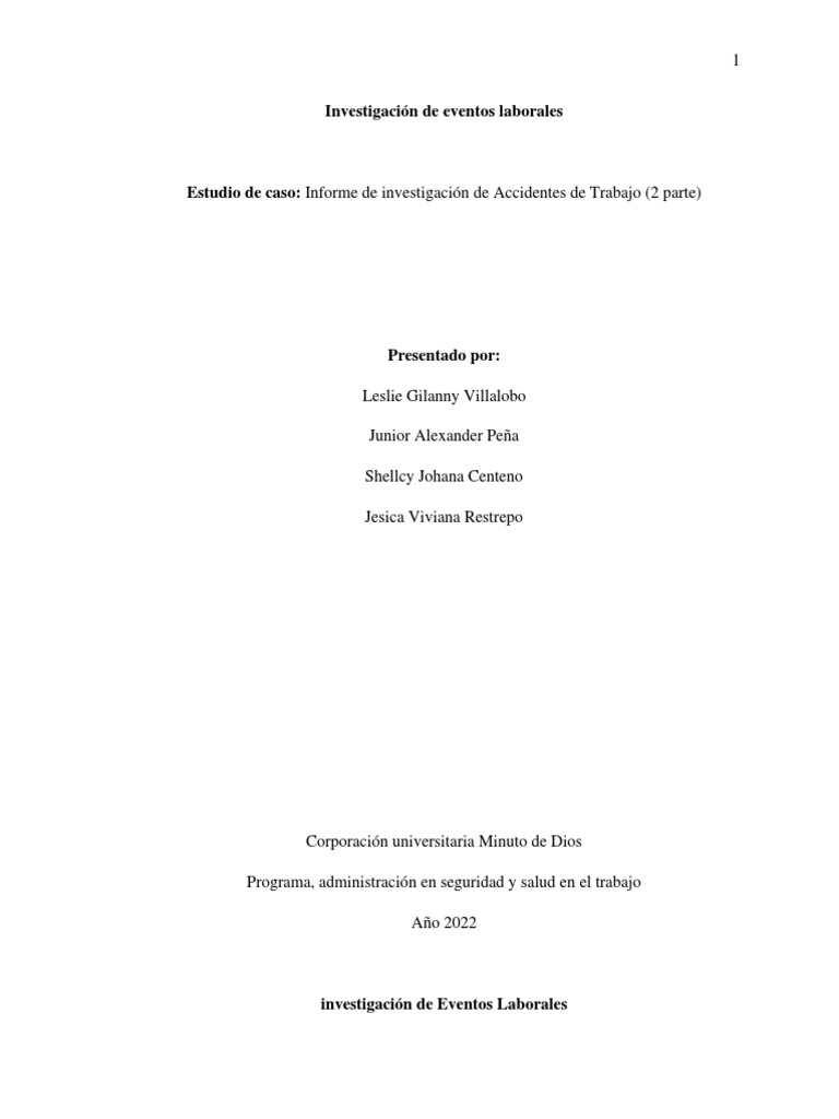Investigacion de Eventos Laborales Parte 2 | PDF