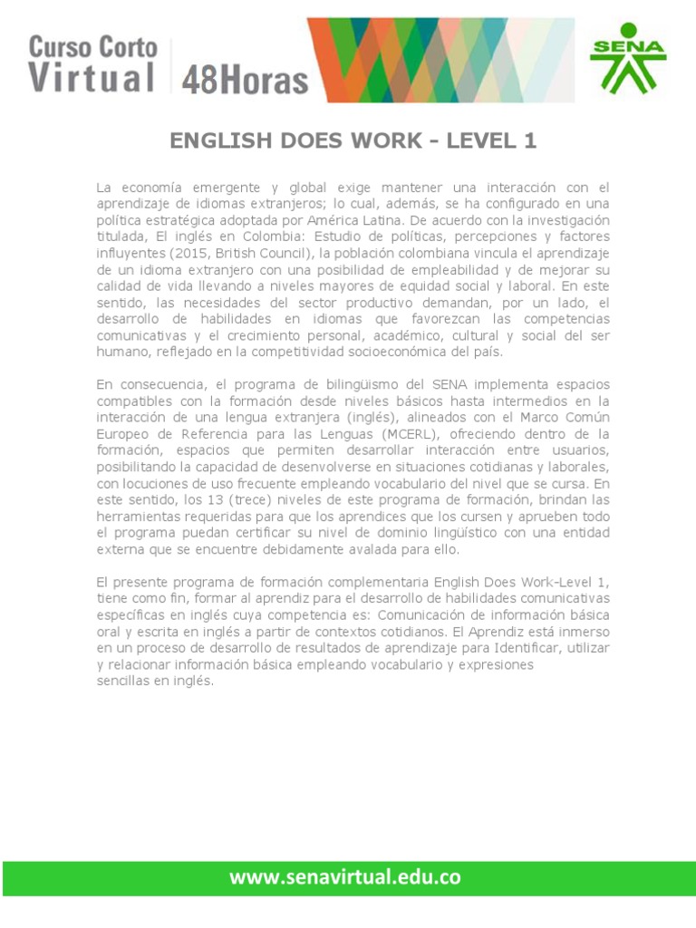 English Does Work - Level 1: WWW - Senavirtual.edu - Co | Descargar gratis PDF | Idioma en ...