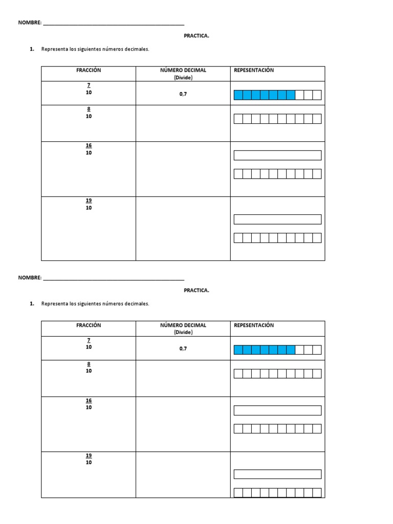Representación de Números Decimales | PDF
