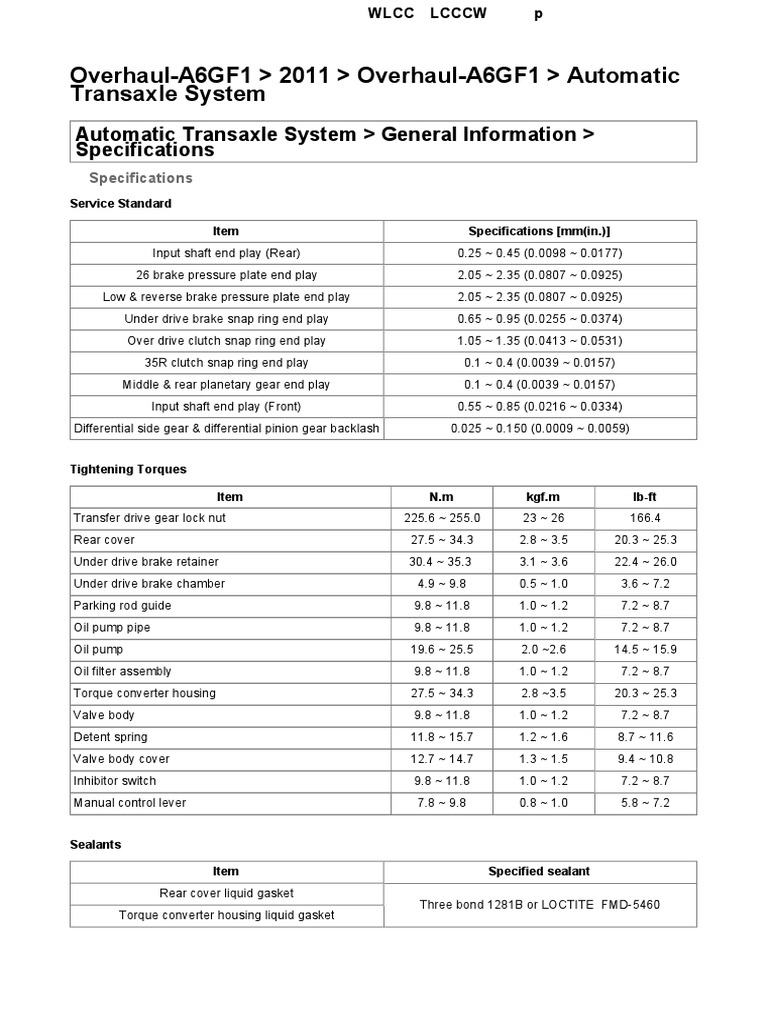 Manual Transmisión A6GF1 | PDF | Transmisión automática | Válvula