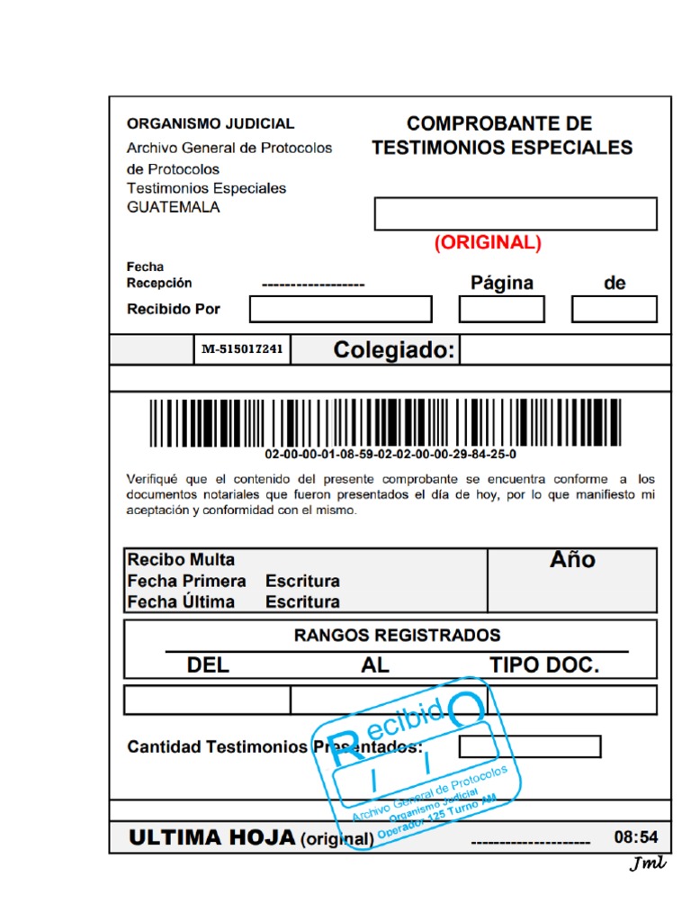 Modelo de Comprobante de Entrega Testimonio Especial | PDF Modelo de Comprobante de Entrega Testimonio Especial | PDF