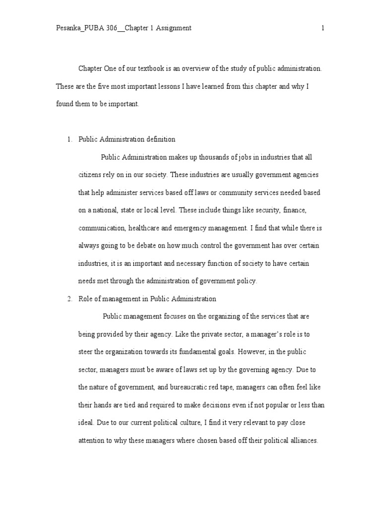 Chapter 1 Assignment | PDF | Separation Of Powers | Public Administration