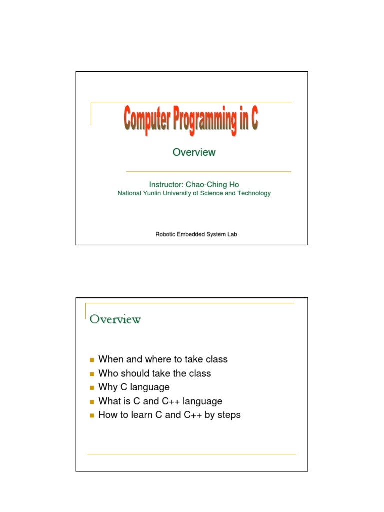 C01 Overview | PDF | C++ | C (Programming Language)