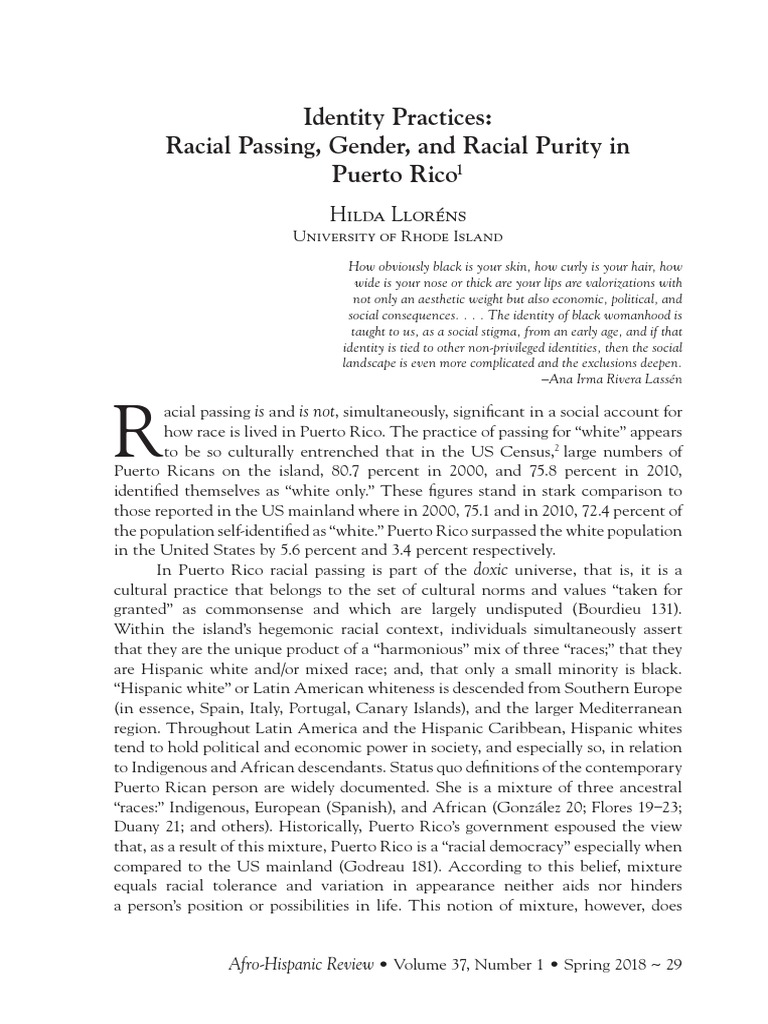 Racial Passing and Identity in Puerto Rico | PDF