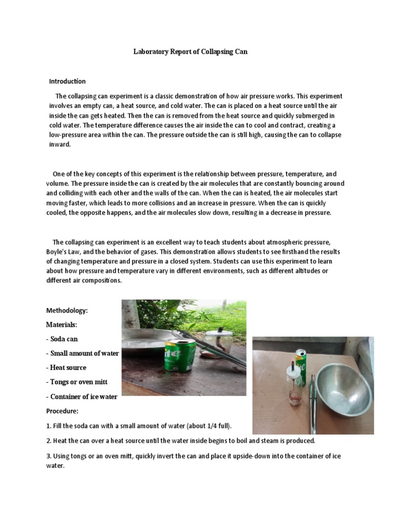 Collapsing Can Experiment Explained | PDF | Atmosphere Of Earth | Vacuum