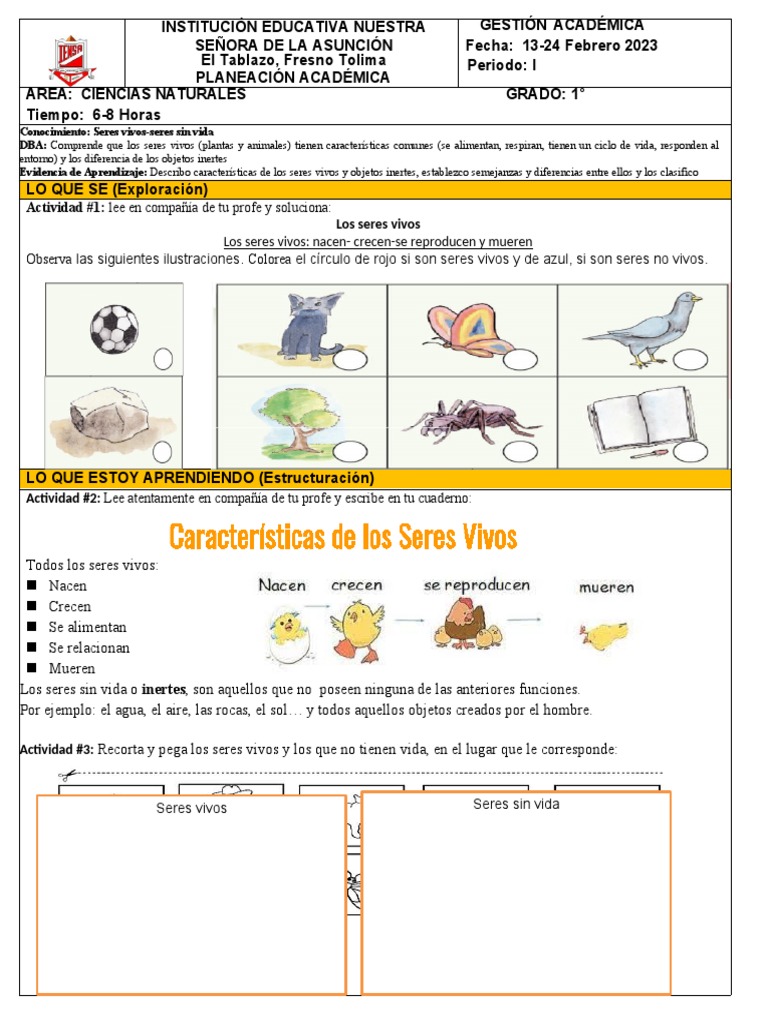 1° Seres Vivos y Seres No Vivos | PDF