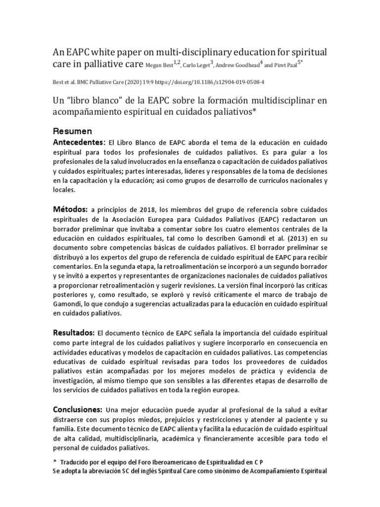 Libro Blanco de Los Cuidados Espirituales EAPC | PDF