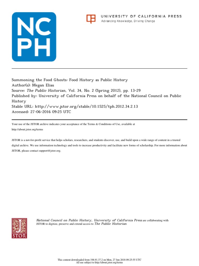 Megan Elias - Summoning The Food Ghosts - Food History As Public ...