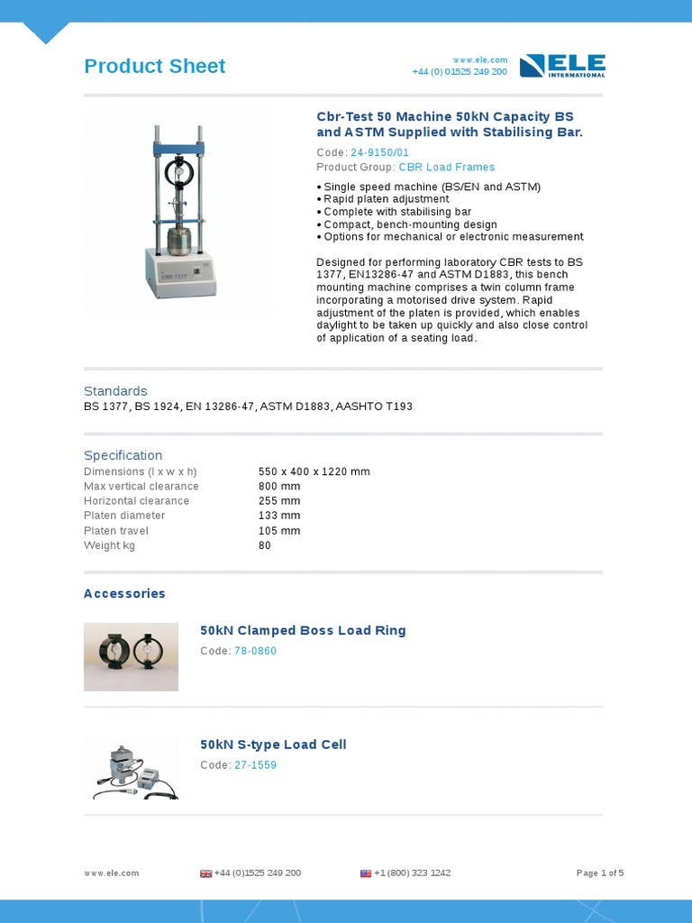Cbr-Test 50 Machine 50kN Capacity BS and ASTM Supplied With Stabilising ...