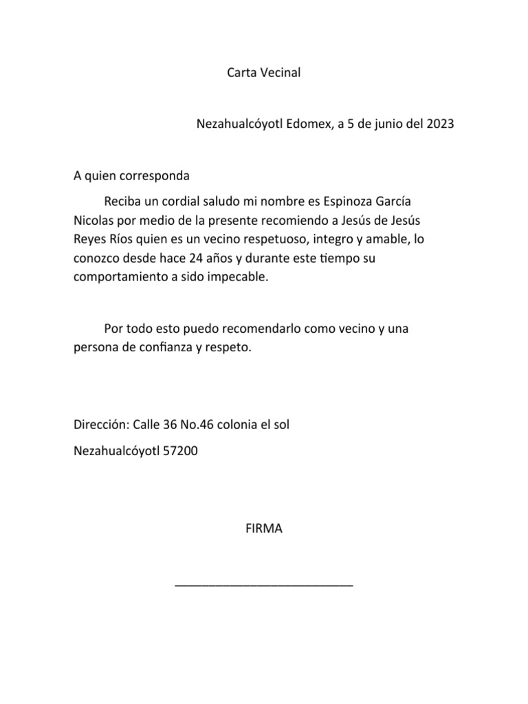 Carta Vecinal | PDF