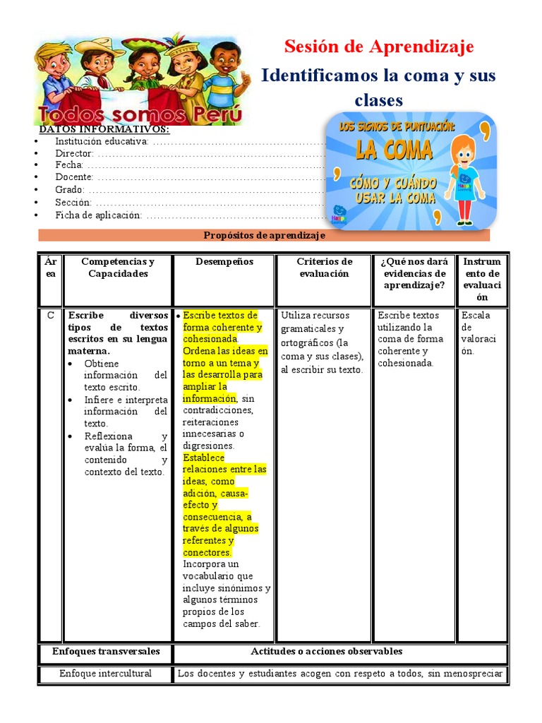 Uso y Clases de la Coma en Clase | PDF | Evaluación | Puntuación