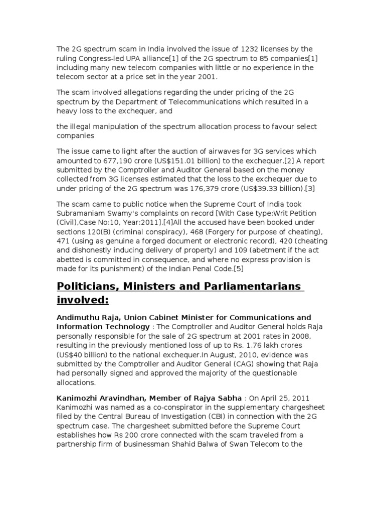 2G Spectrum Scam | PDF | Government | Crime Thriller