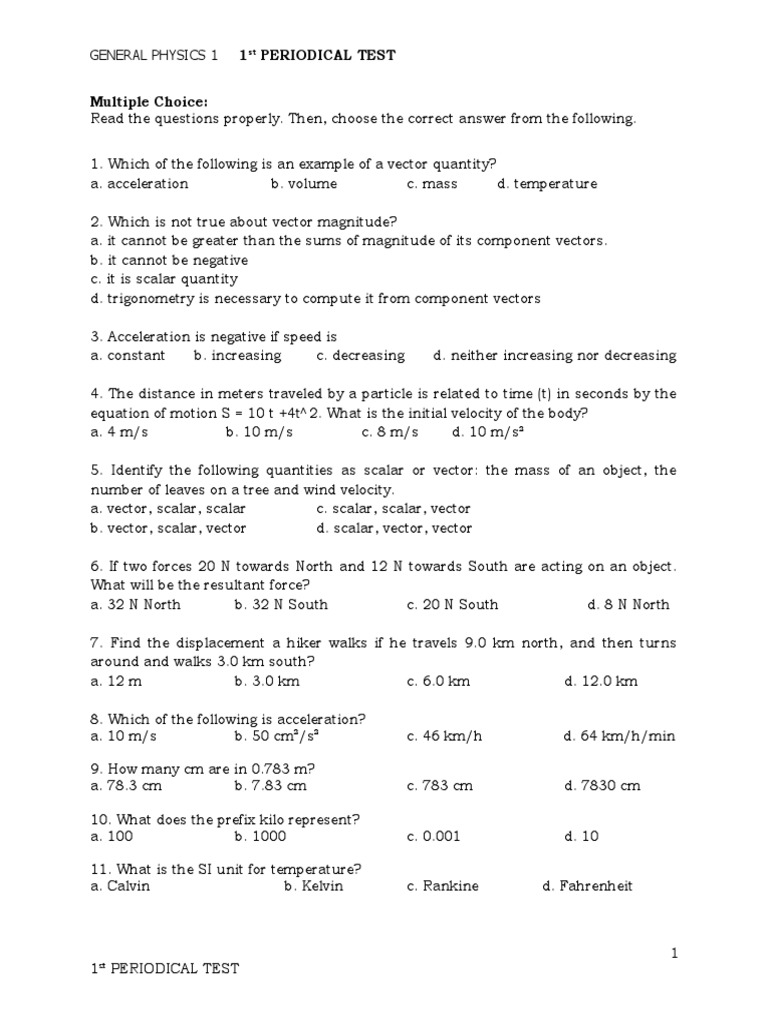 Physics 1st Q Pt Pdf Euclidean Vector Acceleration