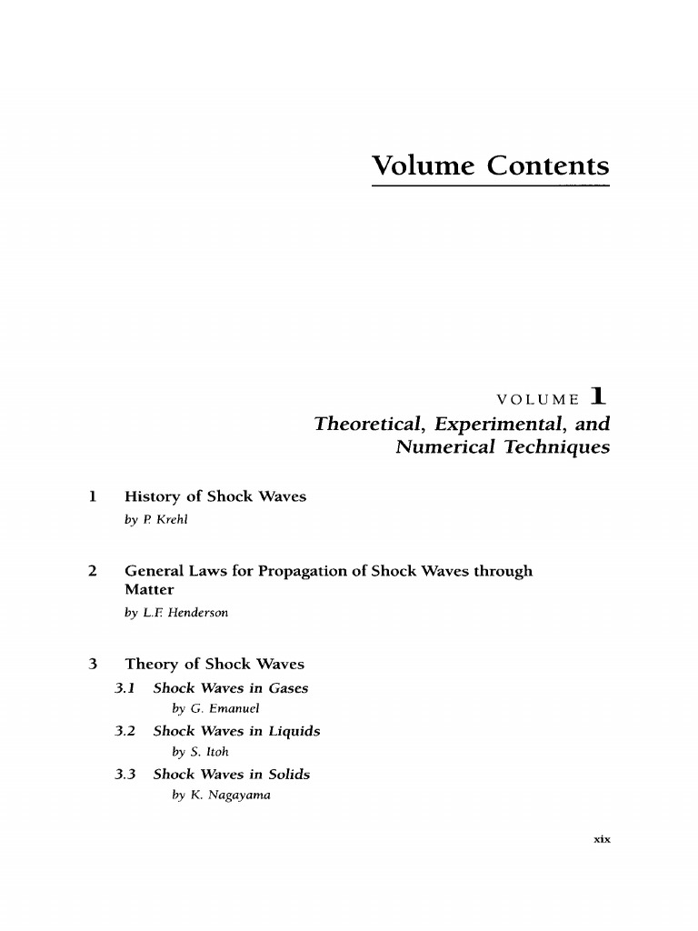 Volume Contents - 2001 - Handbook of Shock Waves | PDF | Shock Wave | Waves