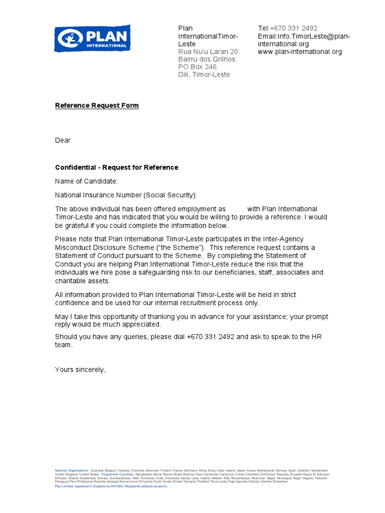 Request of Reference Check Form | PDF | Justice | Crime & Violence