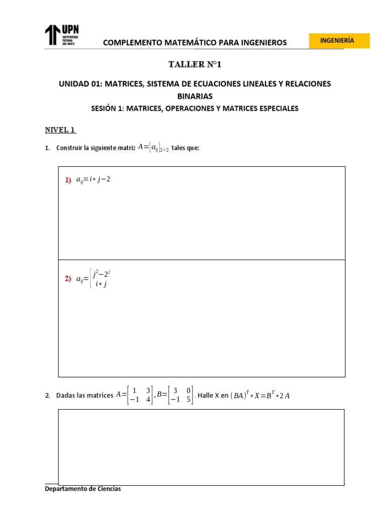 S01 Práctica | PDF | Matriz (Matemáticas) | Queso