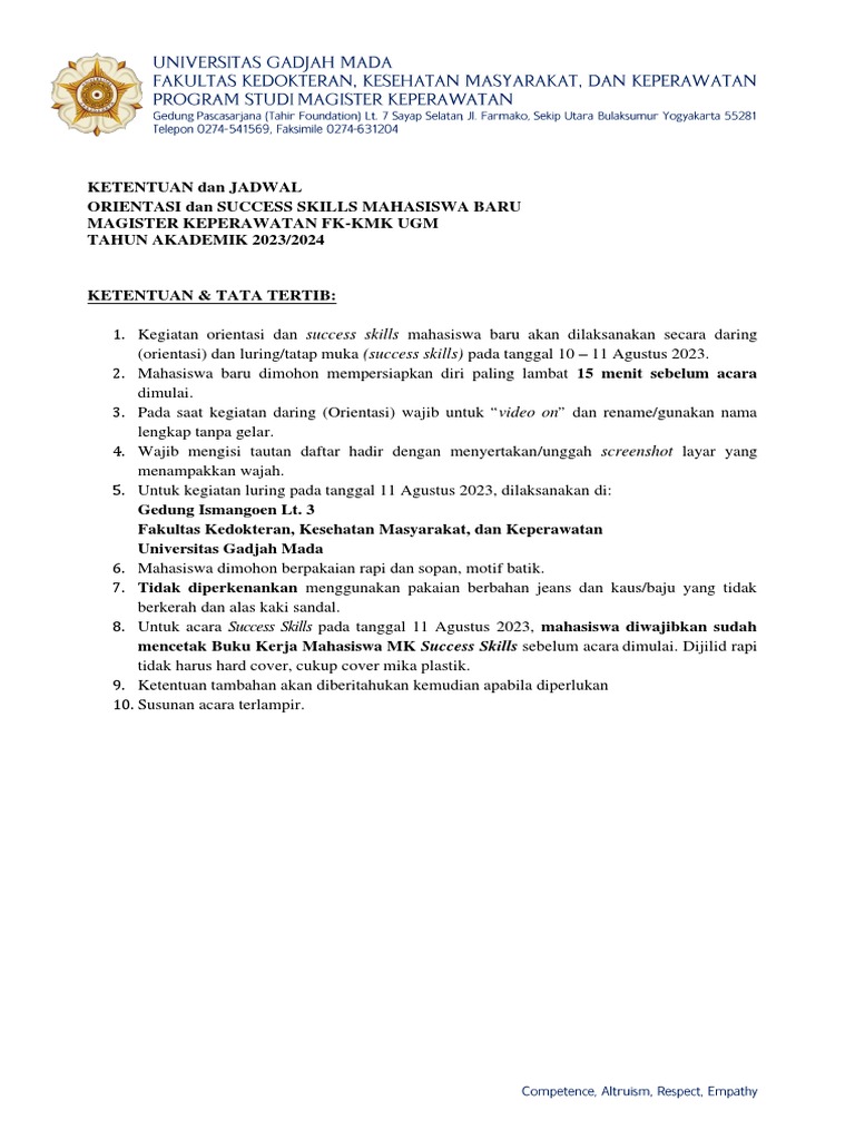Ketentuan Orientasi Dan Success Skills Maba 2023 | PDF