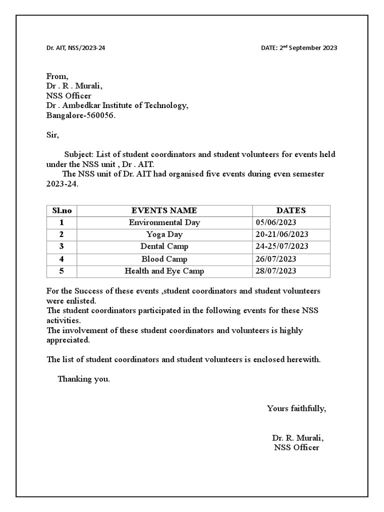 Nss Attendance 2023 | PDF