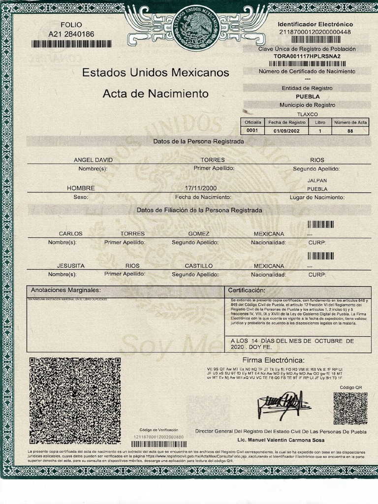 1.acta de Nacimiento | PDF