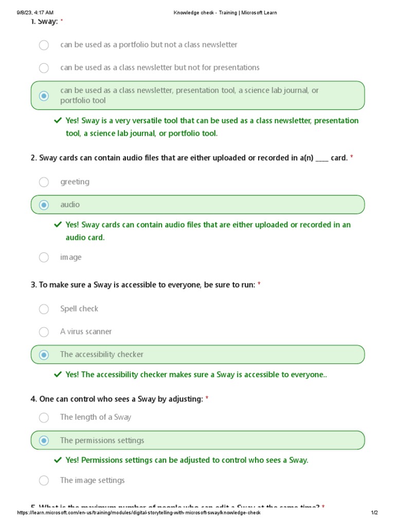 Knowledge Check - Training - Microsoft Learn 6 | PDF