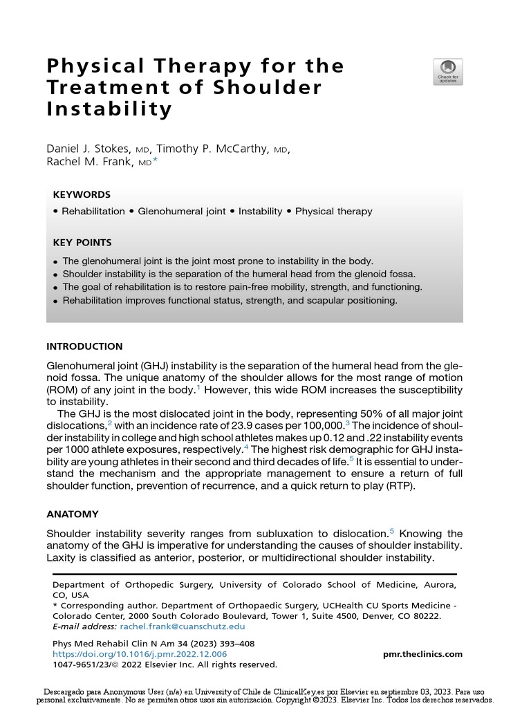 Shoulderinestab | PDF | Shoulder | Anatomical Terms Of Motion