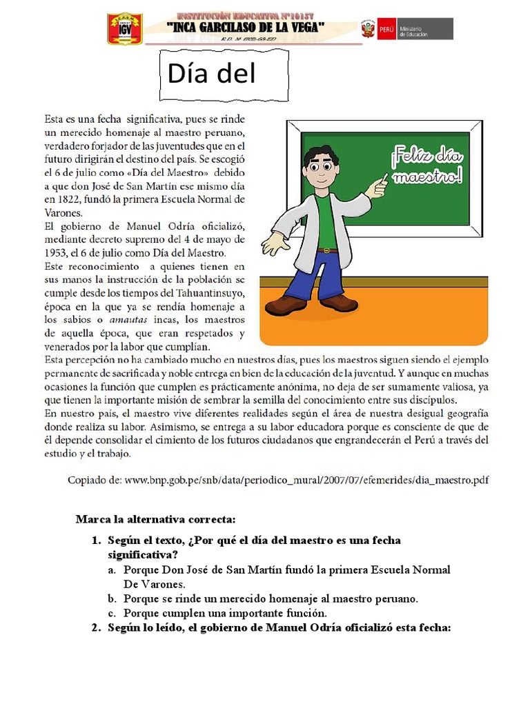 FICHA Día Del Maestro | PDF