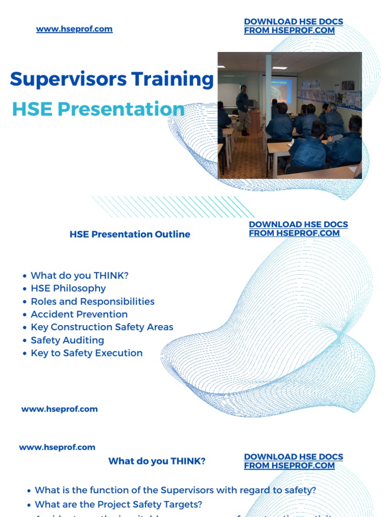 HSE Presentation On Supervisors Training | PDF | Safety | Scaffolding