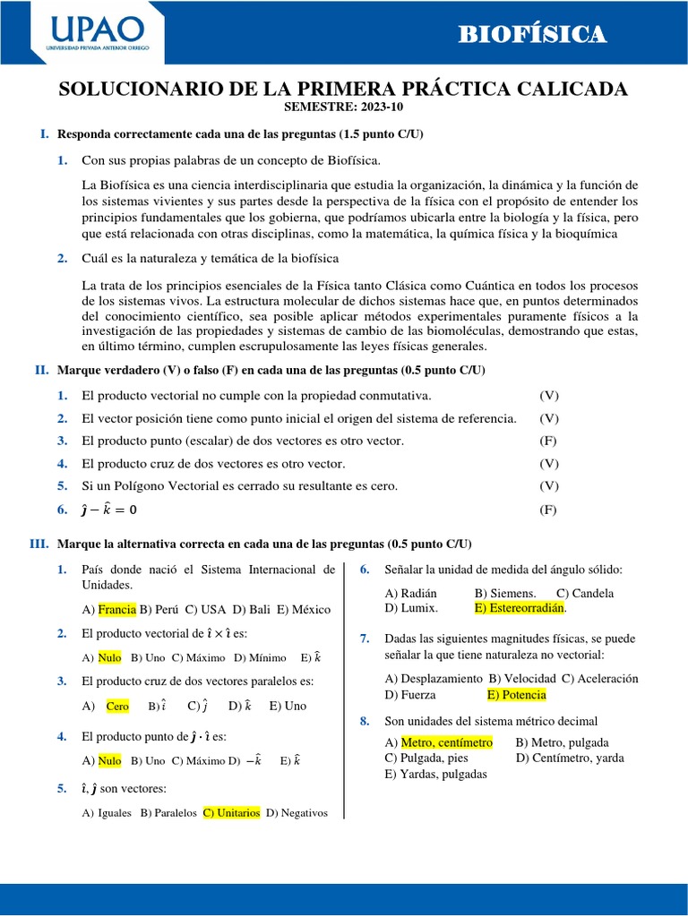 Primera Practica Calificada - Solucionario | PDF