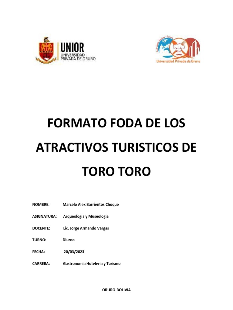 FODA de las Cavernas de Toro Toro | PDF | Excursionismo | Turismo