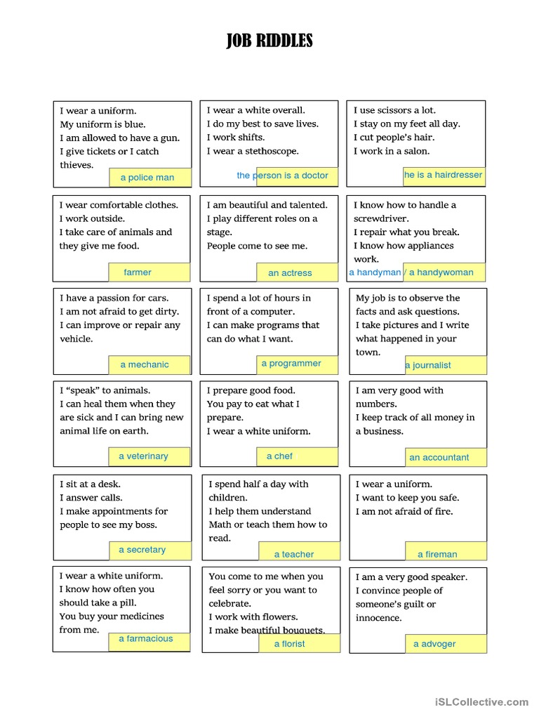 Job Riddles | PDF | Wellness